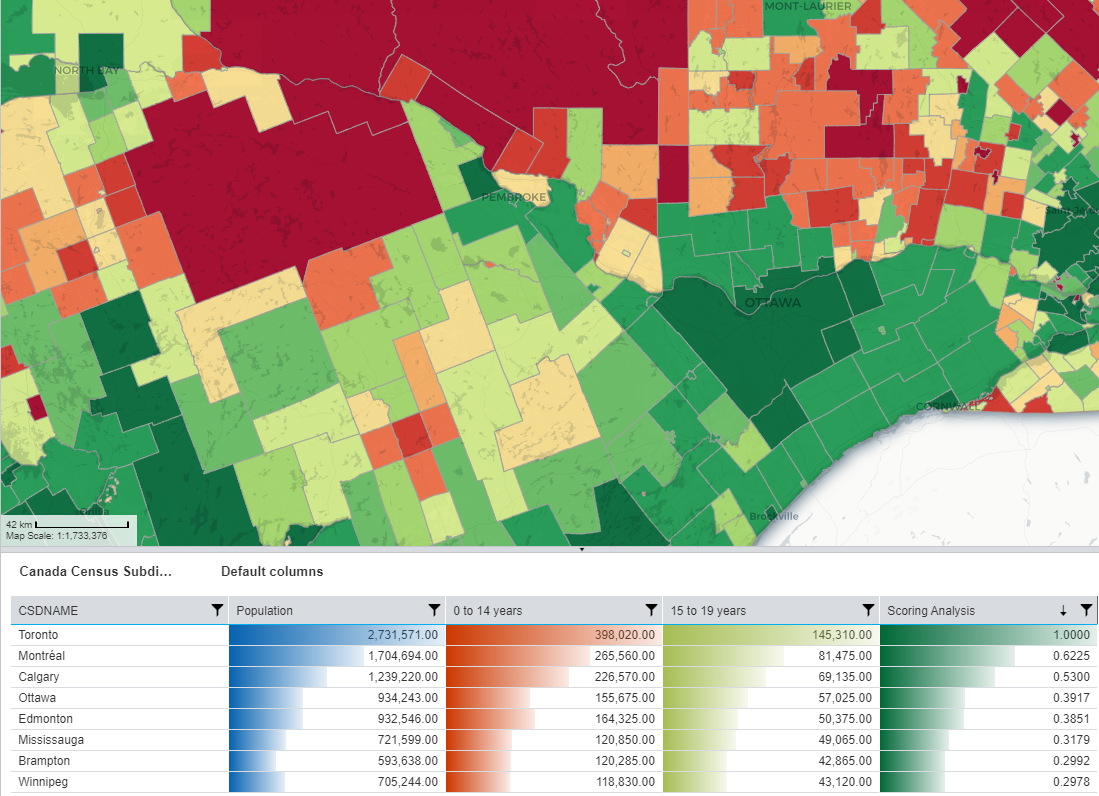 What is a map with a Composite Variable Scoring Analysis?